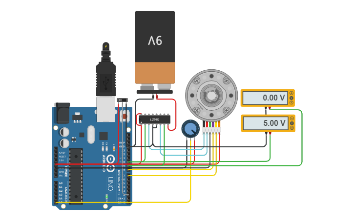Circuit design DC Motor with Encoder and H Bridge - Tinkercad