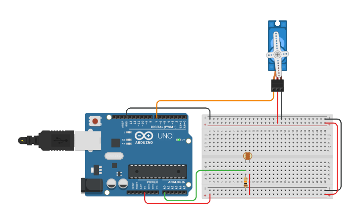 Circuit design ESP8266_Servo_Photoresistor - Tinkercad