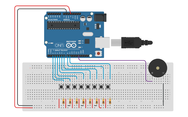 Circuit design Piano - Arduino Factory - Tinkercad