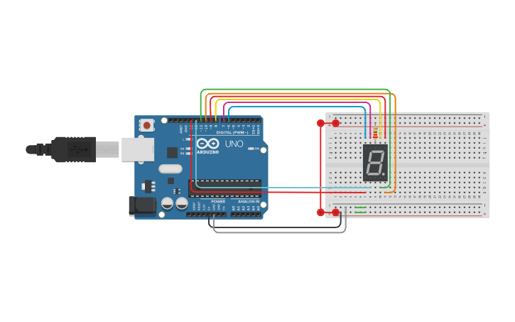 Circuit design 7 Segment - Tinkercad