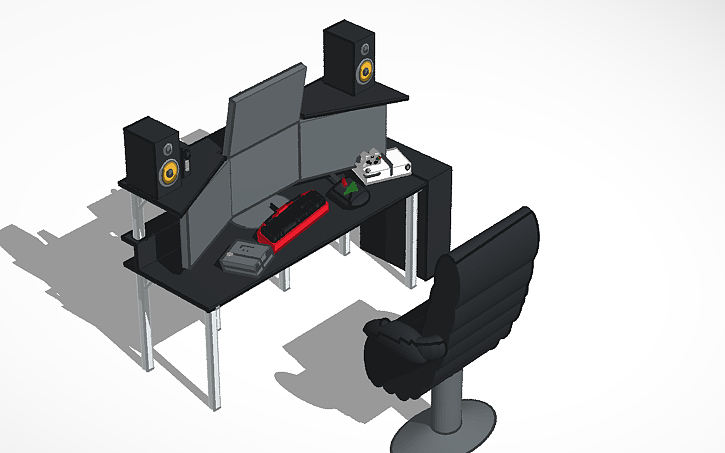 3D design Gamer gaming computer desk - Tinkercad
