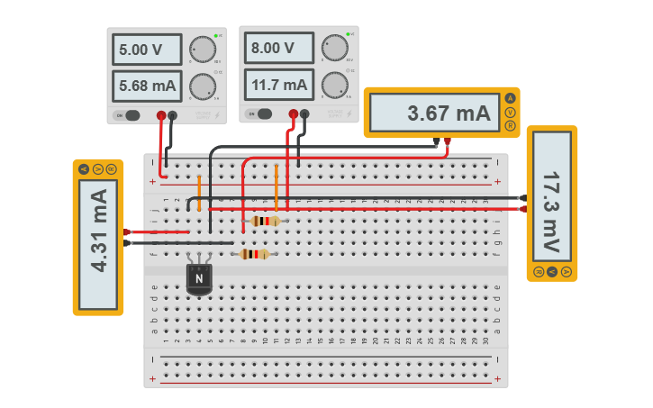 Circuit design Output Characteristic Transistor - Tinkercad