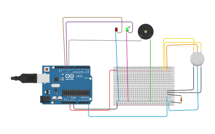 Circuit design gas sensor interfacing with arduino - Tinkercad