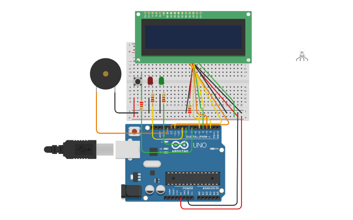 Circuit design Reaction Timer - Tinkercad