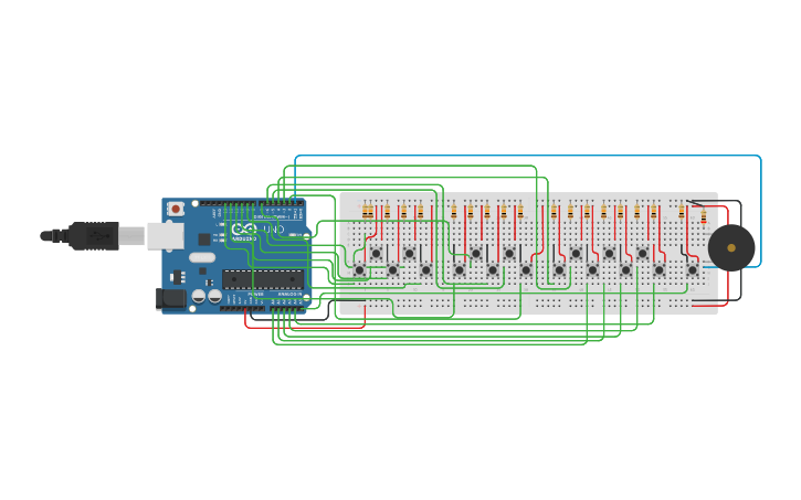 Circuit design Arduino Piano - Tinkercad