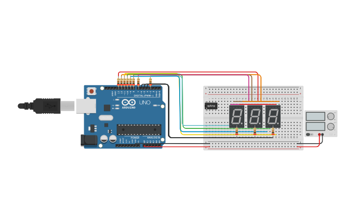 Circuit design Digital Voltmeter - Tinkercad