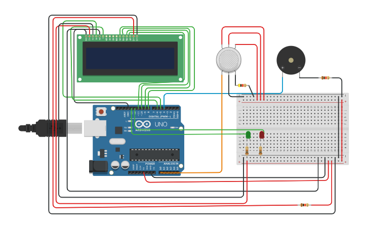 Circuit design IOT BASED GAS SENSOR - Tinkercad
