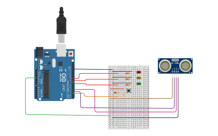 Circuit design task 2(smart traffic lights with sensor) - Tinkercad