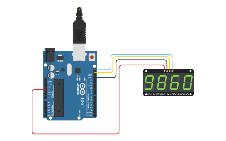 Circuit design HT16K33 with ARDUINO - Tinkercad