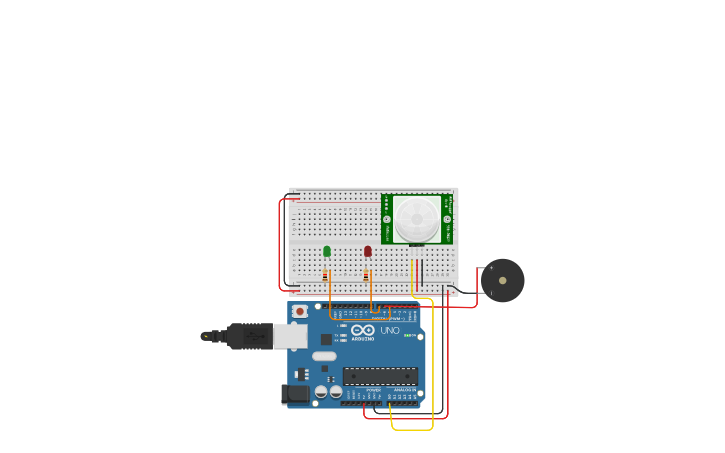 Circuit design sensor con bocina - Tinkercad