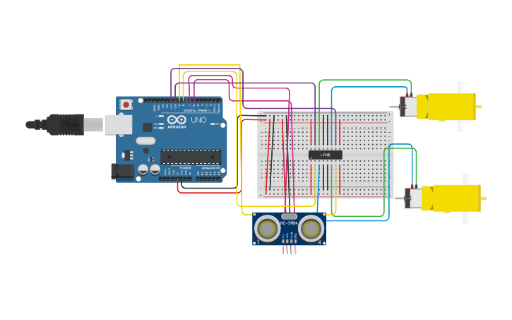 Circuit design Obstacle avoiding Robot - Tinkercad