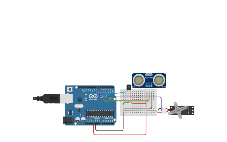 Circuit design Smart Dustbin - Tinkercad