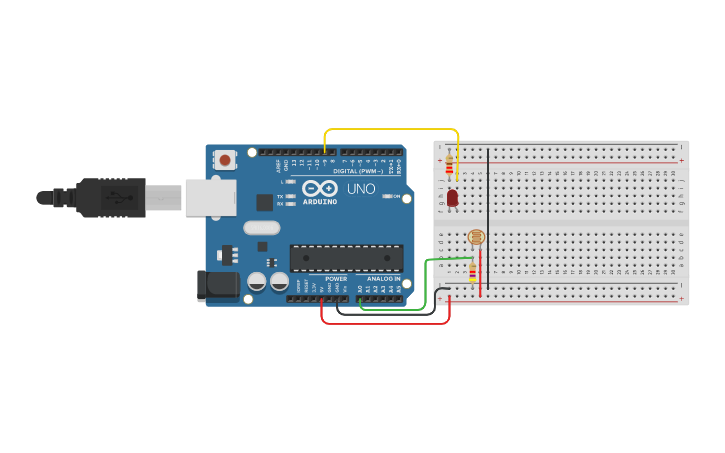 Circuit design Photoresistor with Arduino - Tinkercad