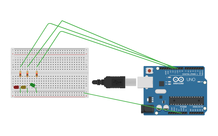 Circuit design 4.Arduino Based Traffic Light. - Tinkercad
