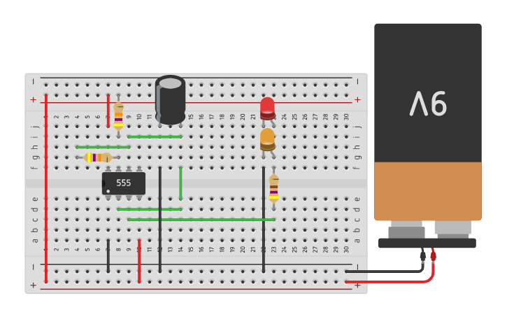 Circuit Design Blinking Led Using 555 Timer Tinkercad