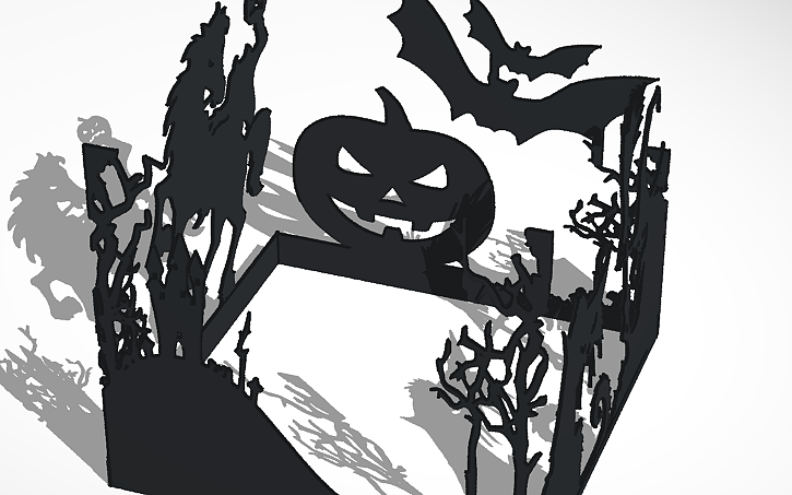3D design Spooky Halloween Silhouette - Tinkercad