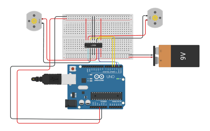 Circuit Design Car Control From Serial Monitor Tinkercad