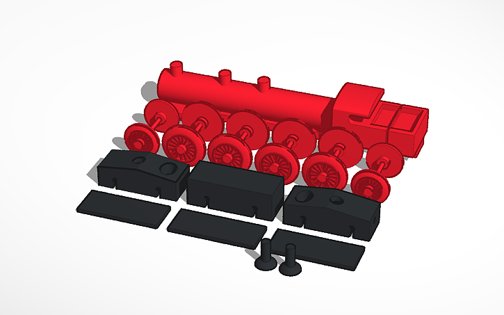 3D design TWR Long Red Locomotive (Engine) - Tinkercad