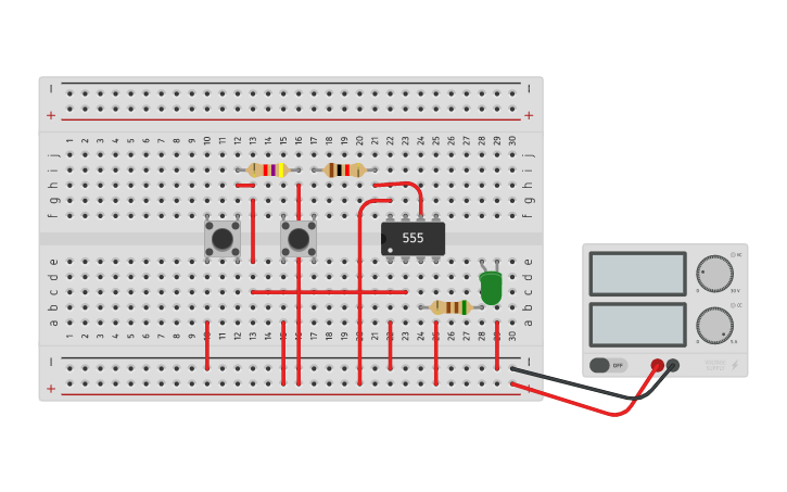 Circuit design 555 bistable - Tinkercad