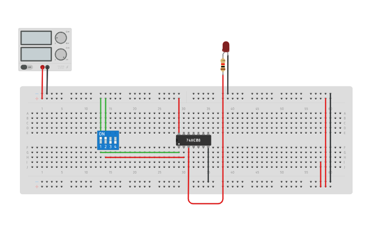 Circuit design 213-15-4529 IC implementation of AND Gate - Tinkercad