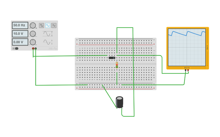 Circuit design half wave rectifier with filter - Tinkercad