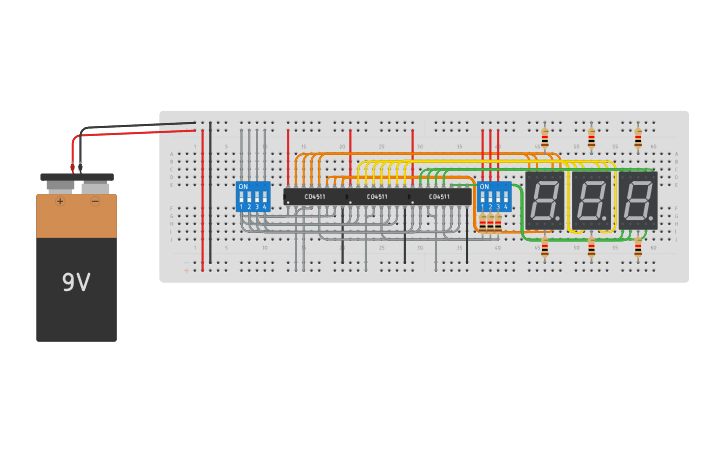 Circuit design 7 segment display without arduino - Tinkercad
