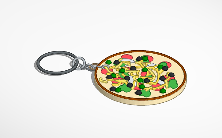 3D design Pizza Keychain - Tinkercad