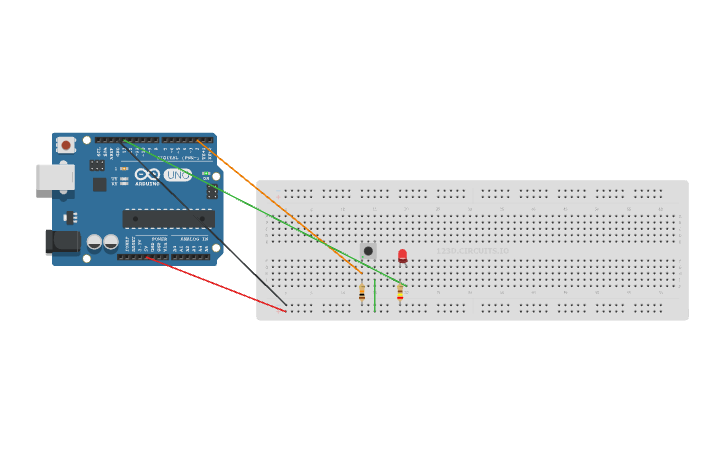 Circuit design Digital Input Example - Momentary Tact Button - Tinkercad