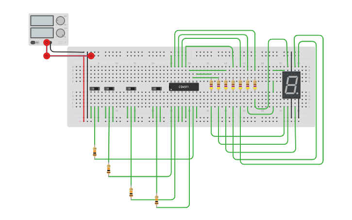 Circuit design 7 Segment Decoder - Tinkercad