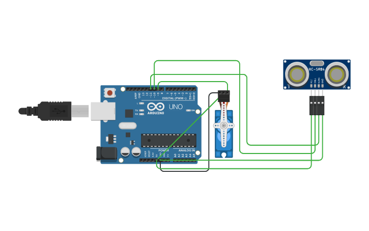 Circuit design Automatic Hand Sanitizer Dispenser using Arduino - Tinkercad