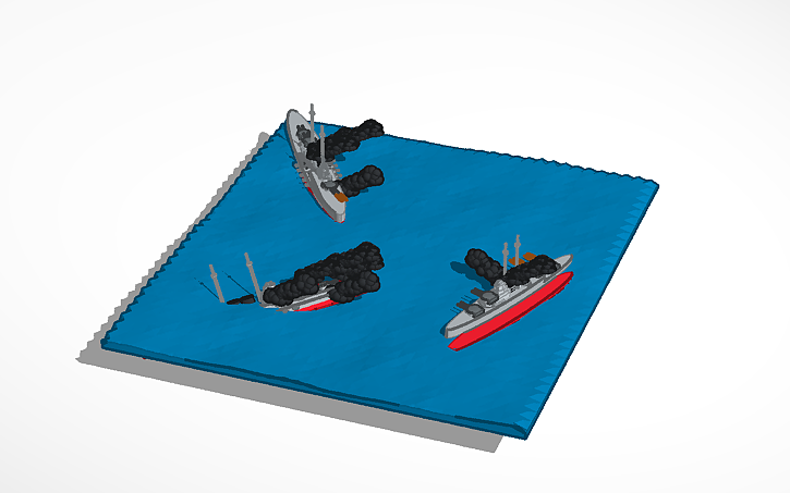 3D design ww1 naval battle - Tinkercad