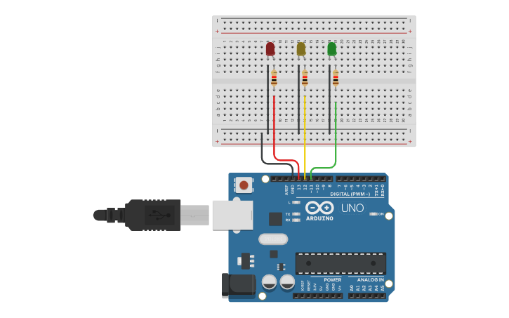 Circuit design Arduino UNO and Breadboard - Tinkercad