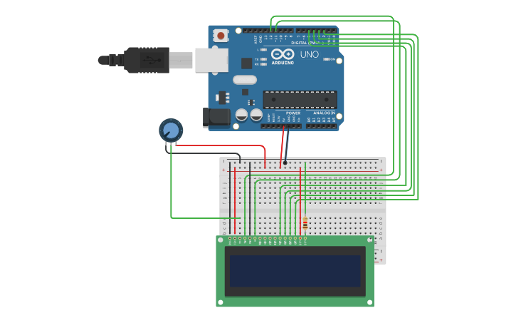 Circuit design LCD Display - Tinkercad