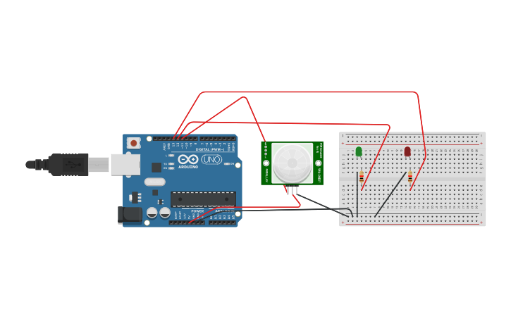 Circuit design PIR - Tinkercad