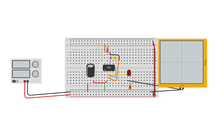 Circuit design Astable NE555 - Tinkercad