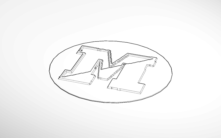 3D design 'M' Logo Plate - Tinkercad