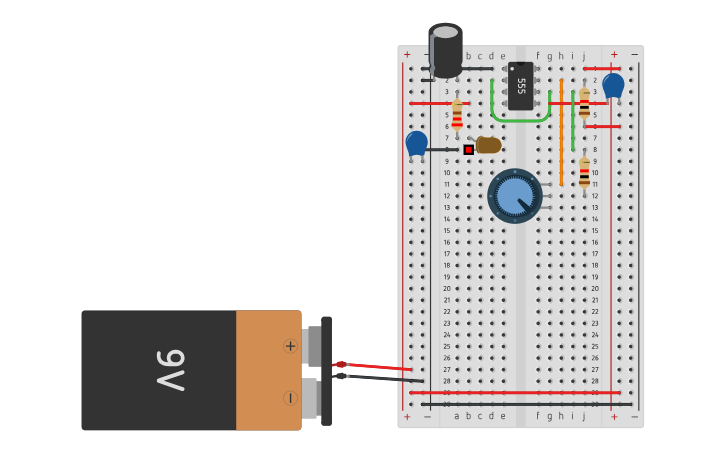 Circuit design LM555 - Tinkercad