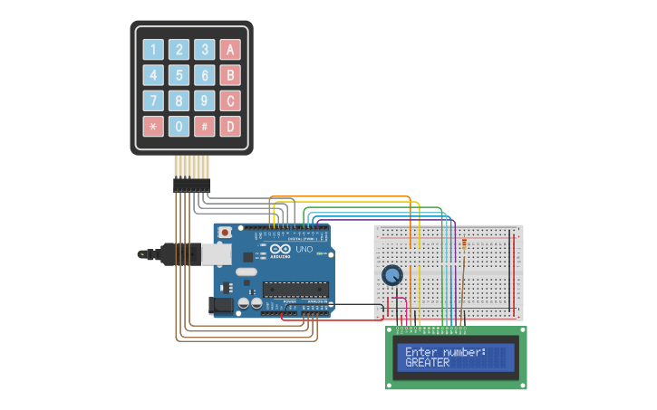 Circuit design Lab #3. Keyboard and screen - Tinkercad
