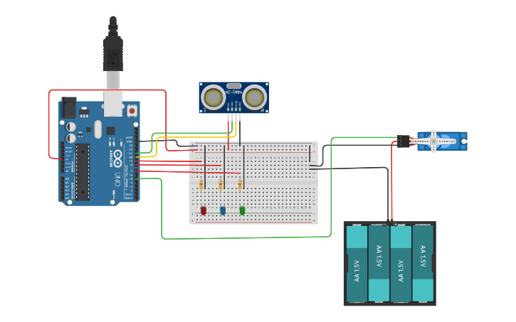 Circuit design Smart trash bin - Tinkercad