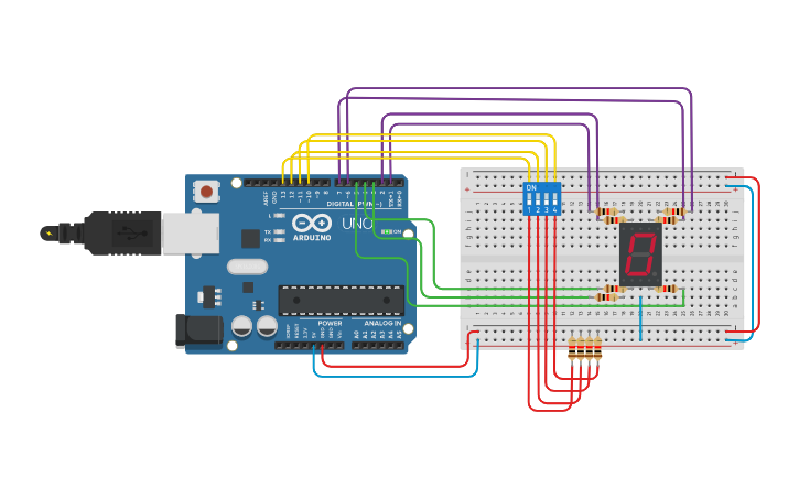Circuit design Conversor binario con operadores - Tinkercad
