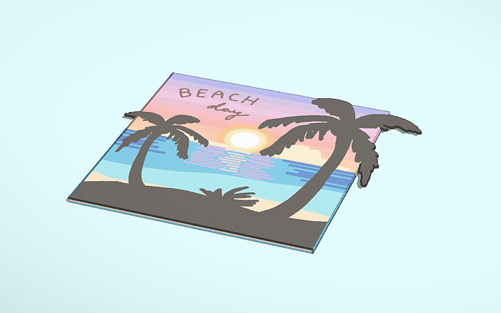 3D design sunset beach poster !! - Tinkercad