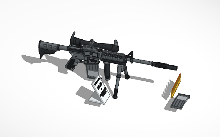 3D design M4 Assault Rifle (Sniper mod version) - Tinkercad