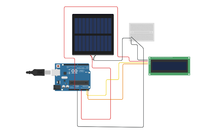 Circuit design Solar with Arduino - Tinkercad