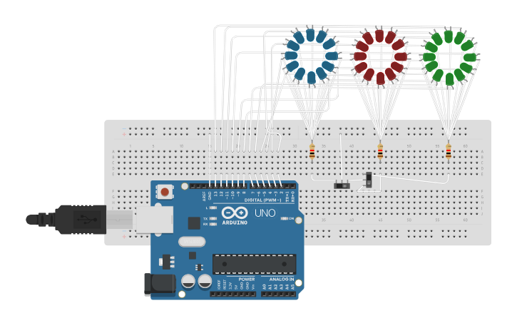 Circuit design LED LOADER - Tinkercad
