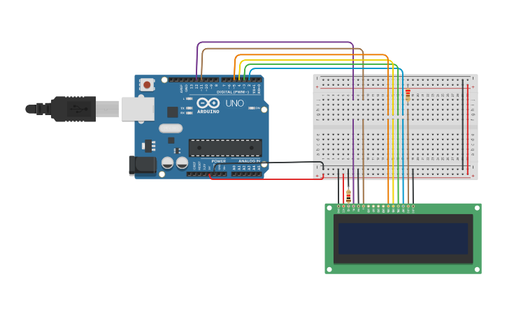 Circuit design Interfacing LCD Arduino Uno R3 project - Tinkercad