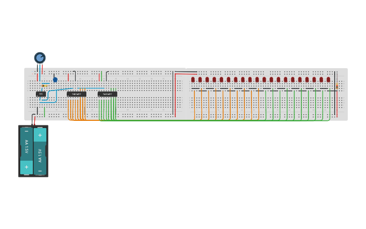 Circuit design NE555 CD4017 - Tinkercad