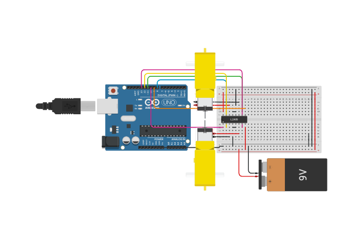 Circuit design 3.4 Full Motor Control Function - Tinkercad