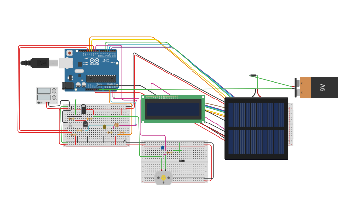 Circuit design Solar power monitoring system complete - Tinkercad
