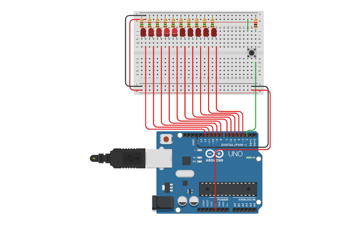 Circuit Design Running Led Lights Tinkercad