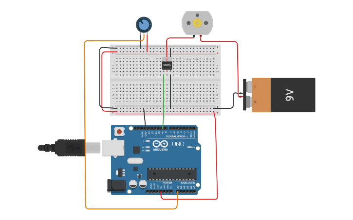 Circuit design dc motor - Tinkercad